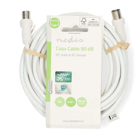 Cable coaxial iec coax male iec coax femelle nickele 90 db 75 ohm ...