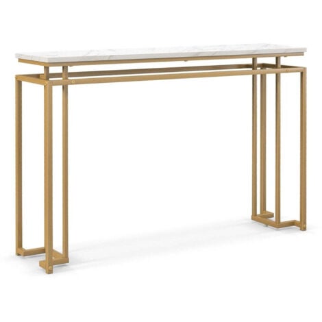 Table console 120 cm avec plateau en faux marbre et table de couloir a ...