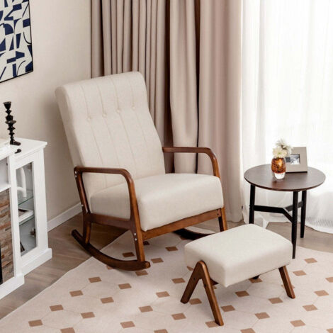 Rocking chair rembourre avec tabouret et coussins rocking chair avec ...