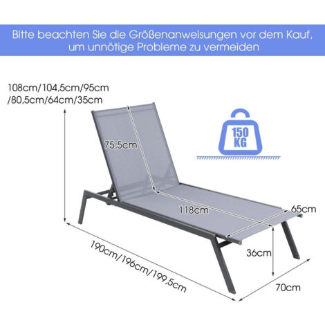 Chaise longue dexterieur reglable avec position allongee a plat et ...