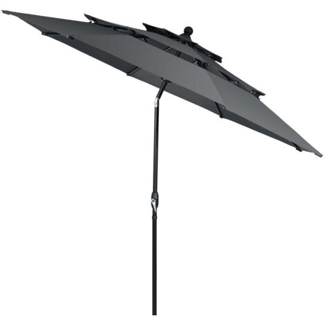 Parasol de 300 cm en aluminium avec toit a 3 niveaux parasol a ...
