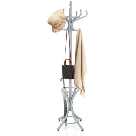 Porte manteau 184 cm avec porte parapluie porte veste avec 12 pateres gris