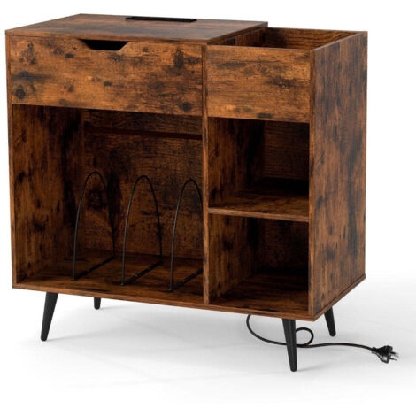 Meuble pour tourne-disque avec prise & USB & Type C 79,5 x 40 x 79 cm ...