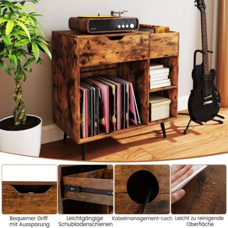 Meuble pour tourne-disque avec prise & USB & Type C 79,5 x 40 x 79 cm ...
