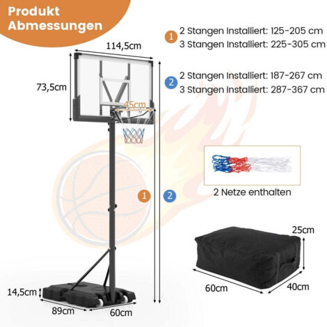 Panier de basket exterieur avec support sac de poids et support de ...