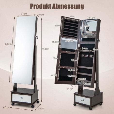 Armoire a bijoux pour eviter les noeuds grace aux miroirs et tiroir ...