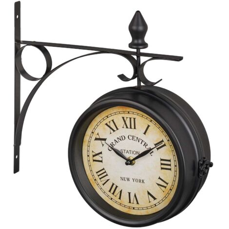 Horloge de gare double face en noir