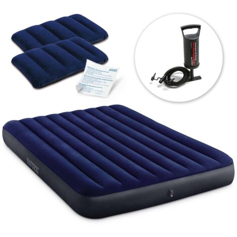 Matelas gonflable 203x152x25 cm avec pompe a piston intex 64765