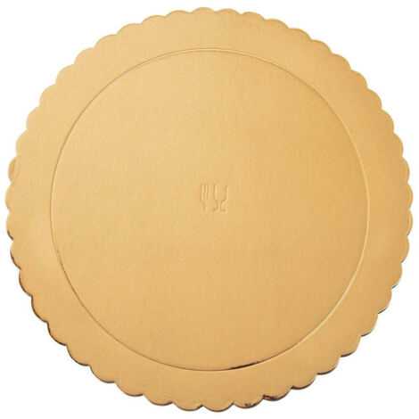 Gold foil round cake plate 32 cm with folded edges 88324