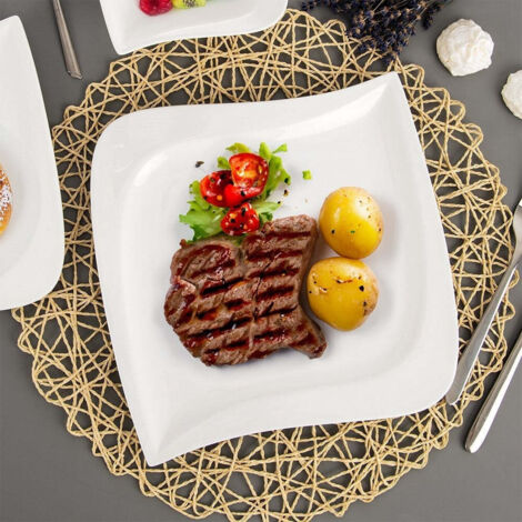 Assiette en porcelaine blanche - design moderne lave vaisselle micro ondes