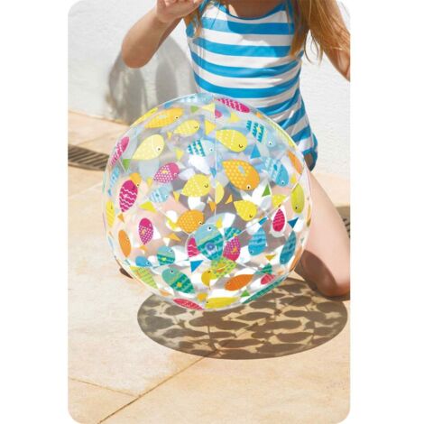 Ballon de plage gonflable avec des poissons heureux 51 cm intex 59040
