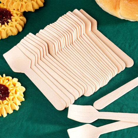 Disposable wooden ice cream spoons 95 cm 30 pcs