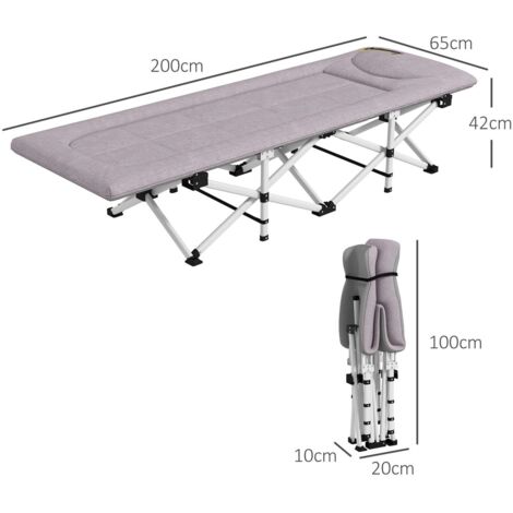 Lit de camp lit de camping pliable avec sac de rangement chaise longue ...