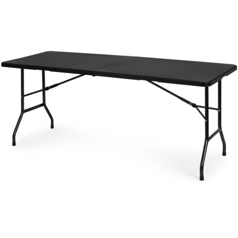 Table traiteur 180 cm pliable en valise noire modernhome