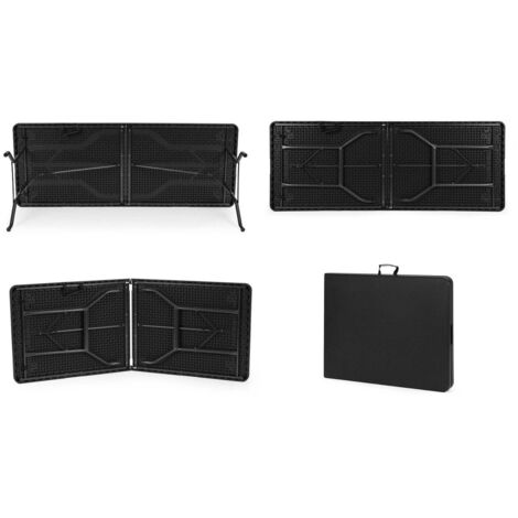 Table traiteur 180 cm pliable en valise noire modernhome