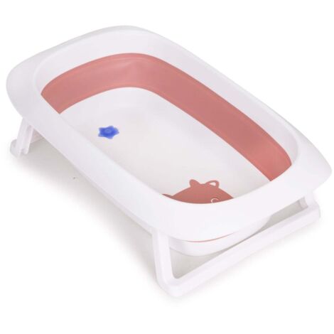 Baignoire bebe rose pliante avec drain - fudge
