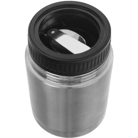 Recipient alimentaire etanche en acier inoxydable avec cuillere