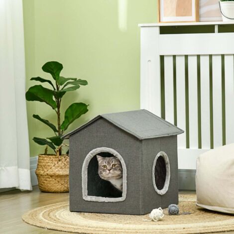 Cat cave niche confortable pour chat avec deux portes coussins lit pour ...