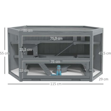 Cage pour rongeurs a 3 niveaux cage hexagonale pour petits animaux ...