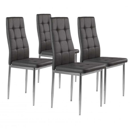 Ensemble de 4 chaises pour le salon ou la salle a manger chaise simple matelassee pieds chromes ...