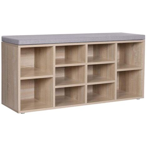 Shoe Bench, Shoe Shelf, Storage Cabinet, 10 Compartments, with Cushion ...