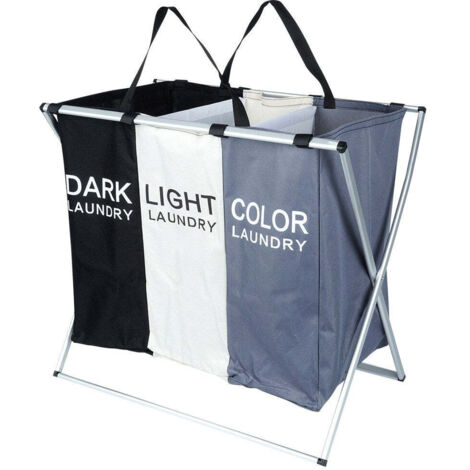 Panier a linge avec trois compartiments pour un tri facile