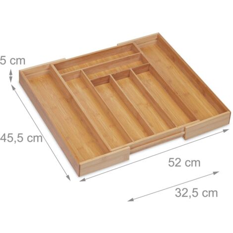 Extendable bamboo cutlery tray