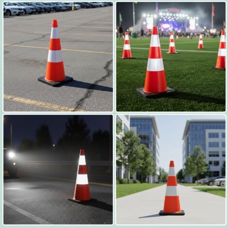 Cone de signalisation 90 cm robuste bandes reflechissantes