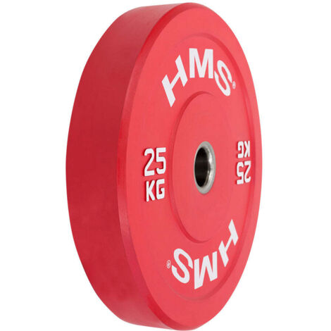 Plaque olympique bumper 25 kg rouge