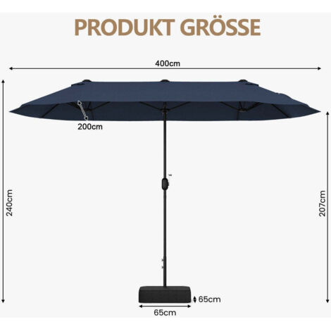 Parasol double face avec support upf 50 bleu fonce