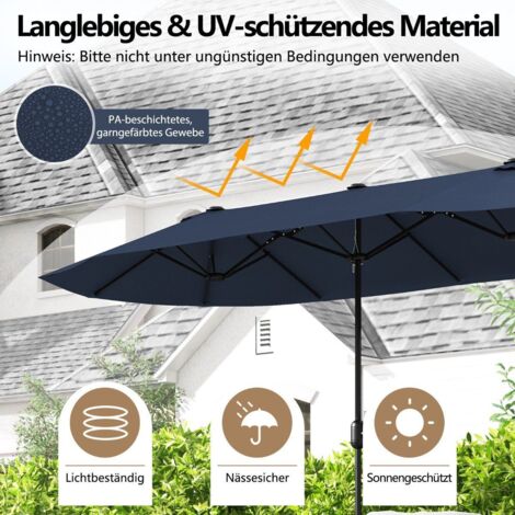 Parasol double face avec support upf 50 bleu fonce