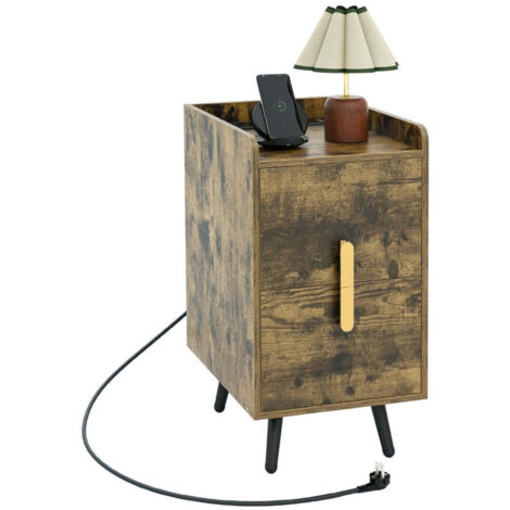 Table de chevet avec station de charge 2 tiroirs ports usb 40 x 32 x 60 cm