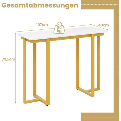 Console marbre 107x40 cm avec plateau effet blanc chic serie Verona ...