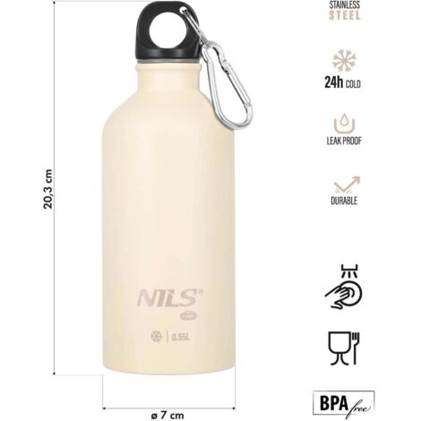 Bouteille de voyage 550 ml beige - Design anti-fuite