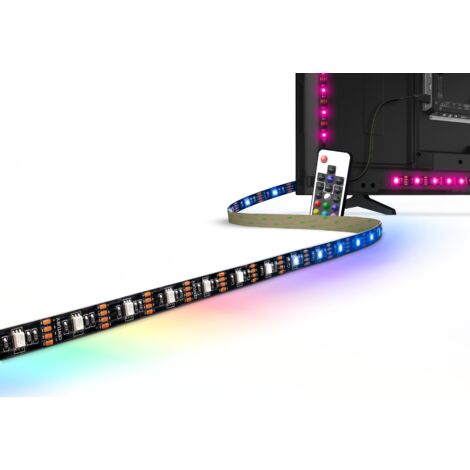 Strip striscia led rgb 3metri con telecomando per tv fino a 75 pollici ...