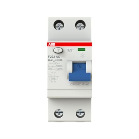 Interruttore differenziale puro f202 ac 40a 30ma 2p abb f427801