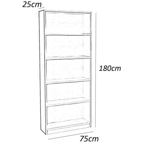 Estanteria Alta 5 Estantes, Color: Blanco, Medidas: 180 X 75 X 25