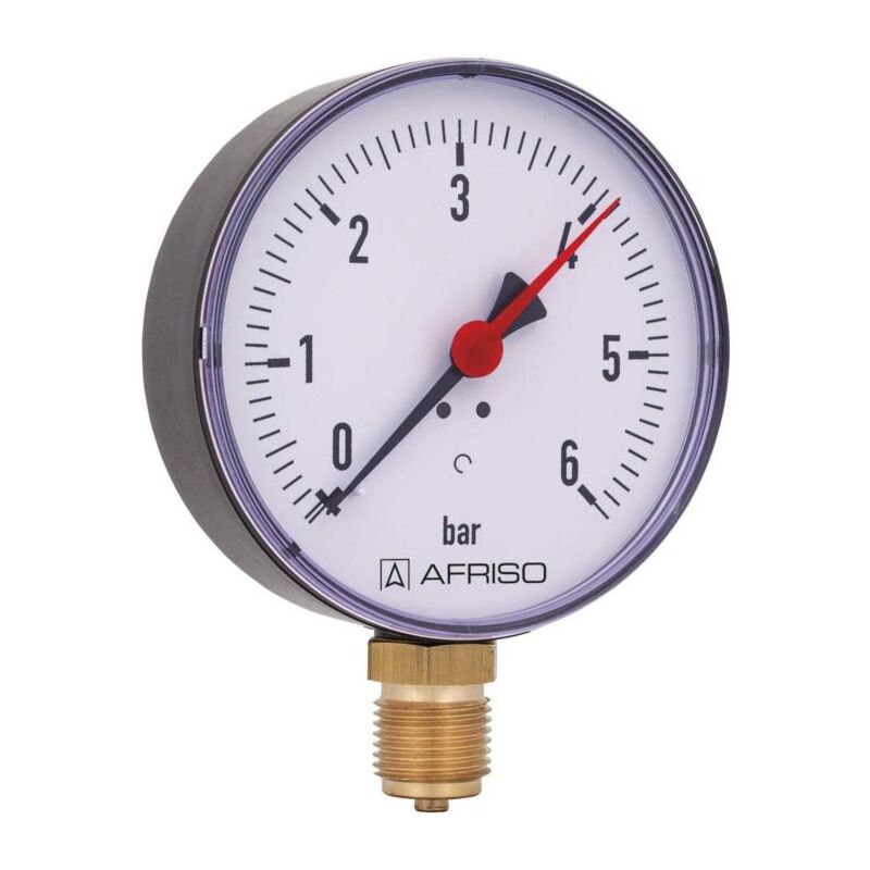 Afriso Manometer 0-6 bar, senkrecht 63613 Gehäuse 100mm Durchmesser, 1/2" Anschluss