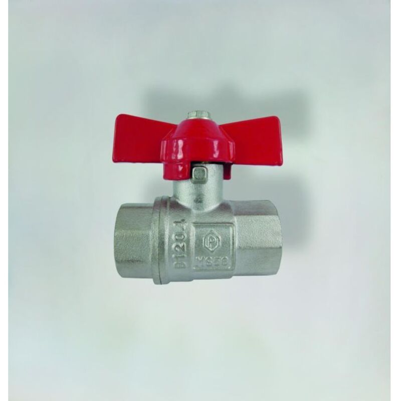 Fukana Kugelhahn mit Flügelgriff 53023 rot, IG x IG 1", DIN 50930-6, Messing