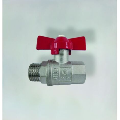 Fukana Kugelhahn mit Flügelgriff 53211 rot, AG x IG 1/2", DIN 50930-6, Messing