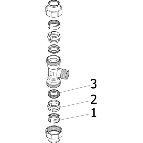 Viega Maxiplex T-Stück 275266 Ø 32 mm x R 1 x Rp 3/4, Rotguss, mit ...