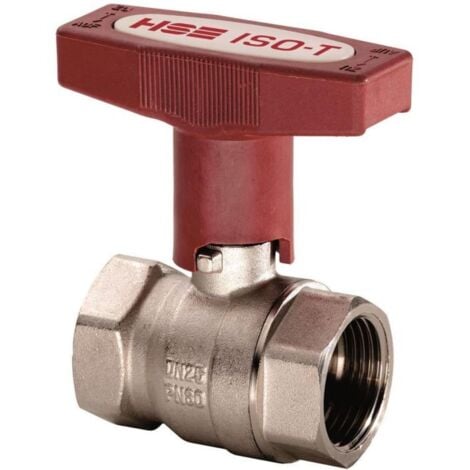 Hermann Schmidt Heizungs Kugelhahn 1 1/2" Messing vernickelt, mit verlängertem T-Griff, PN 40