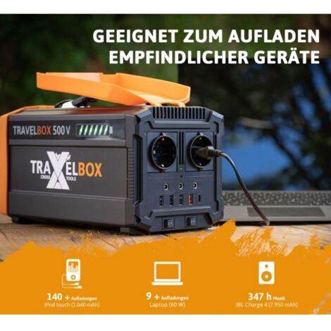 CROSS TOOLS Powerstation 500W - Tragbarer Solargenerator 555Wh, Mit Quickcharge, robust ...