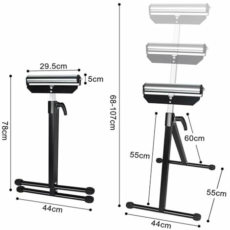 2x Rollenbock höhenverstellbar Rollbock 68-107cm, Arbeitsbock klappbar ...
