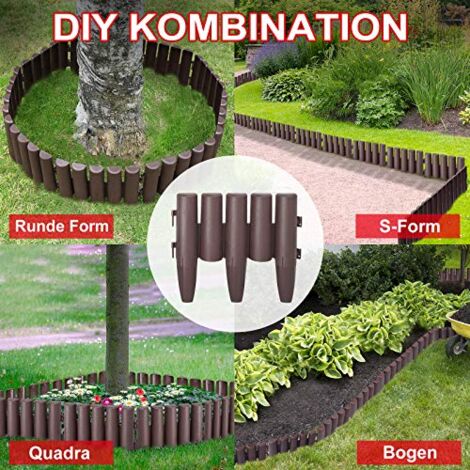 Rasenkante Kunststoff Beeteinfassung Gartenpalisade mit Holz Optik ...