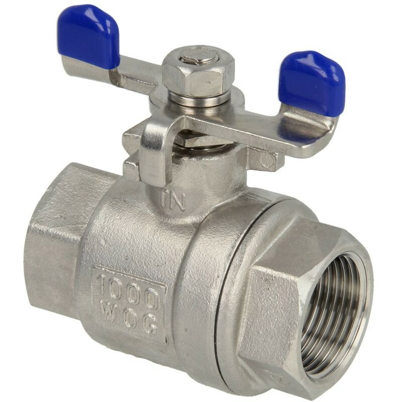 Kugelhahn mit Schmetterlingsgriff 1/2 FF/FF Edelstahl