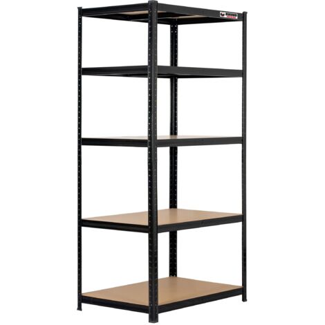 Three Bay Rhino Racking 5-Tier Garage Shelving Unit 180x90x60cm Black ...