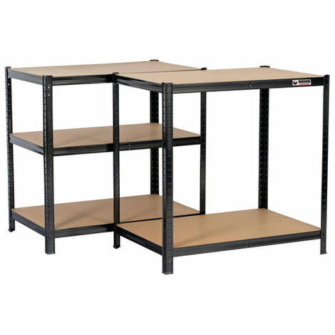 Three Bay Rhino Racking 5-Tier Garage Shelving Unit 180x90x60cm Black ...