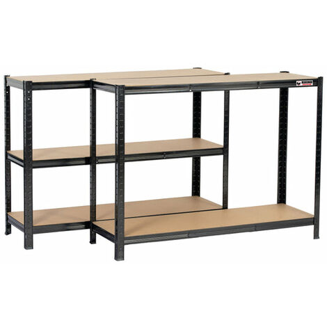 Three Bay Rhino Racking 5-Tier Garage Shelving Unit 180x120x40cm Black ...