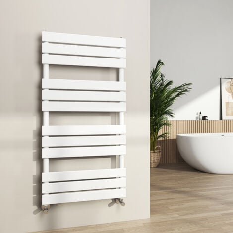 S'AFIELINA Heated Towel Rail White Flat Panel Bathroom Radiator 1200 x ...